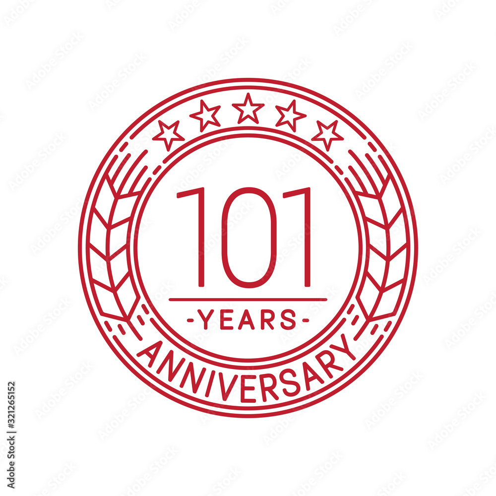 101 years anniversary celebration logo template. Line art vector and ...