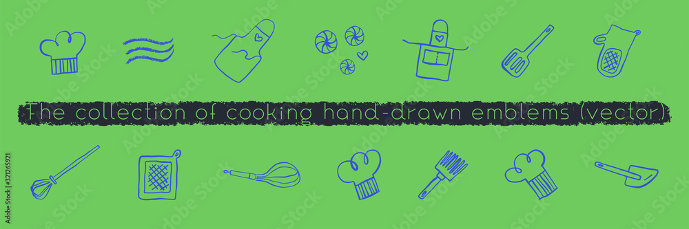 Gastronomy icons set. Gastronomic linear signs. Doodle logos for ...