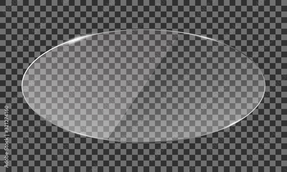 Vector glass ellipse on a transparent background. Transparent mirror ...