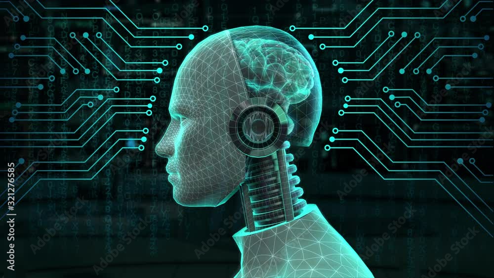 Humanoid robot with an Artificial Intelligence brain, Curcuit board ...