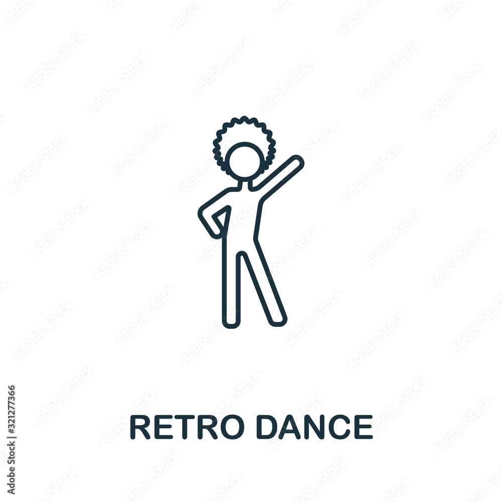 Retro Dance icon from elderly care collection. Simple line element ...