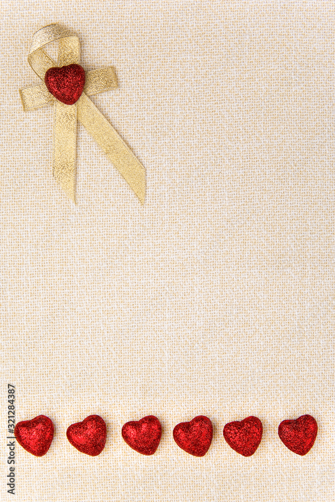Restaurant menu background, hearts with sparkles, bow with a heart ...