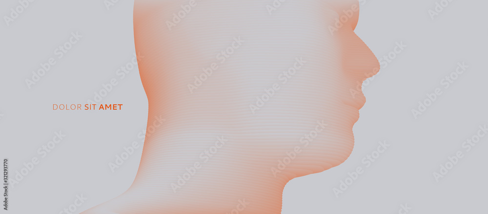 Face side view. Abstract human head silhouette with color gradient ...