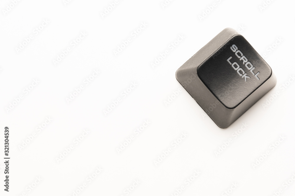 black keyboard button with a white inscription Scroll Lock in the ...