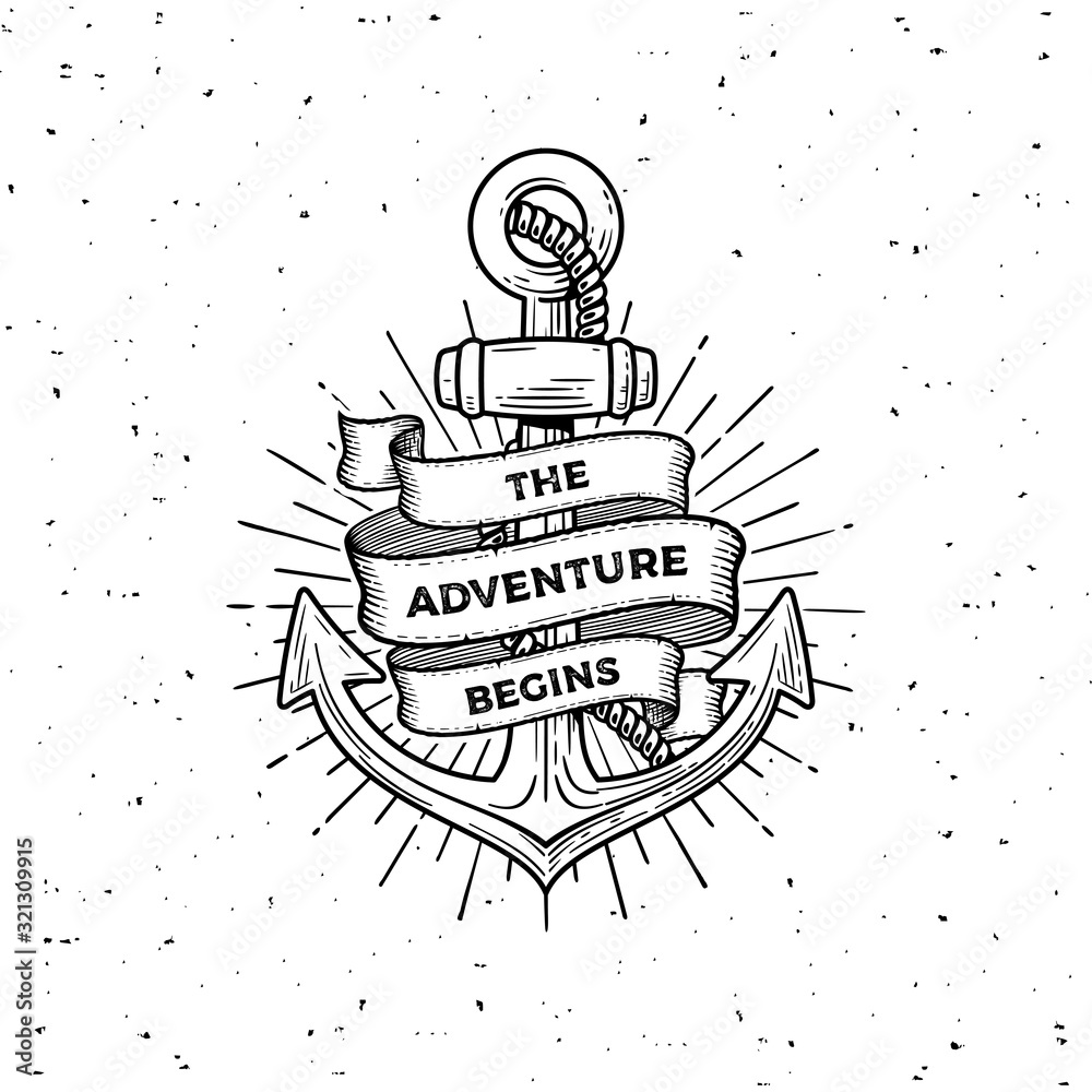 Anchor the adventure begins white Vector illustration Stock Vector ...