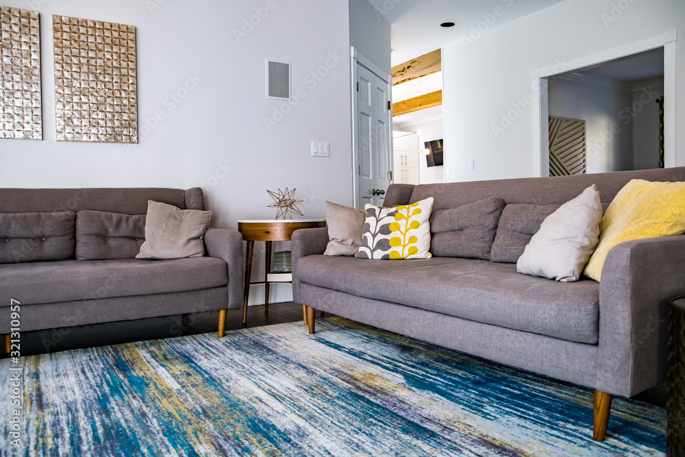 Mid century modern contemporary style living room den in a spacious ...