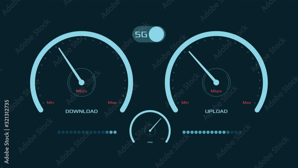 Video Stock dashboard with speedometer for download and upload speed ...