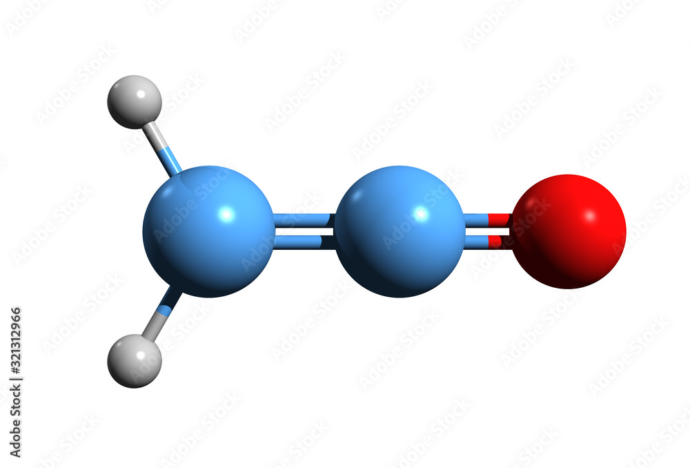 3D image of ethenone skeletal formula - molecular chemical structure of ...