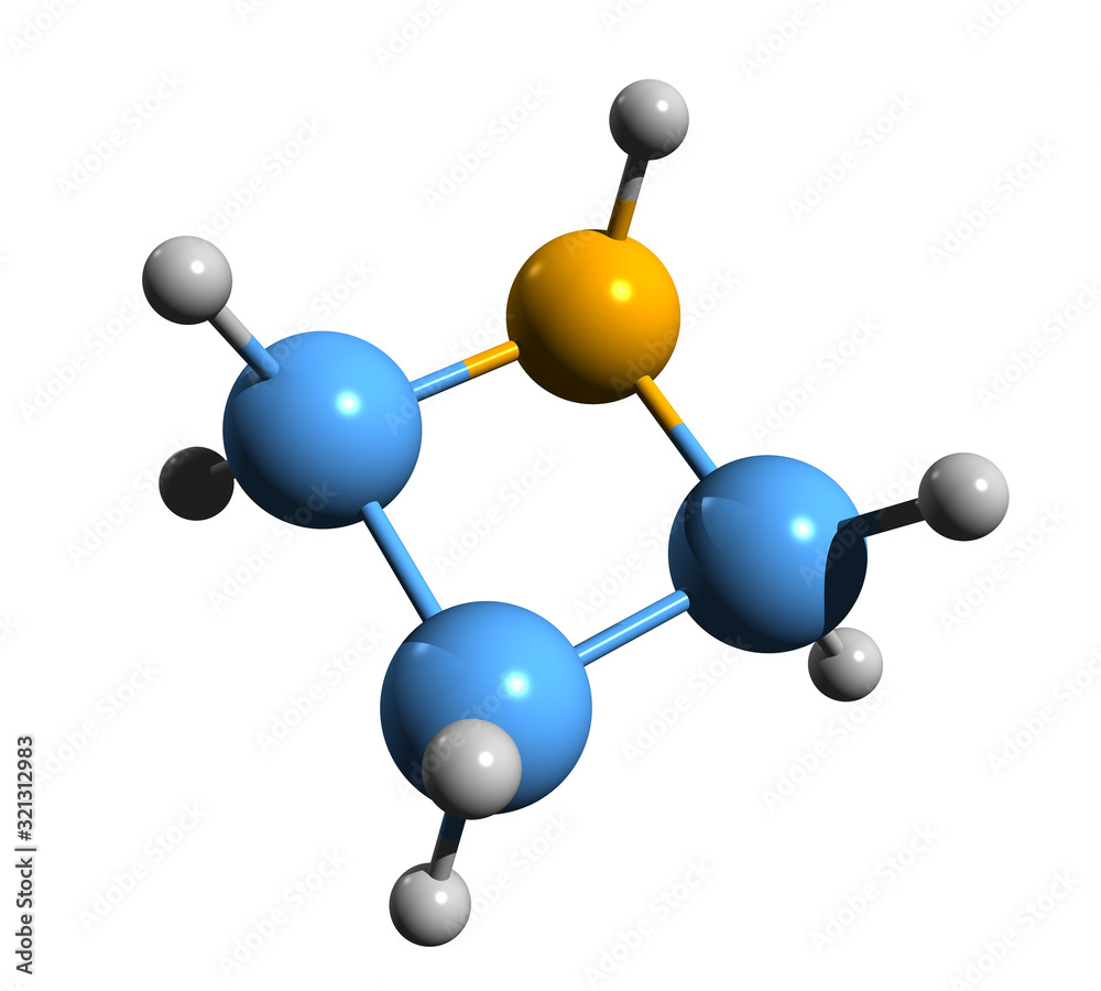 3D image of azetidine skeletal formula - molecular chemical structure ...