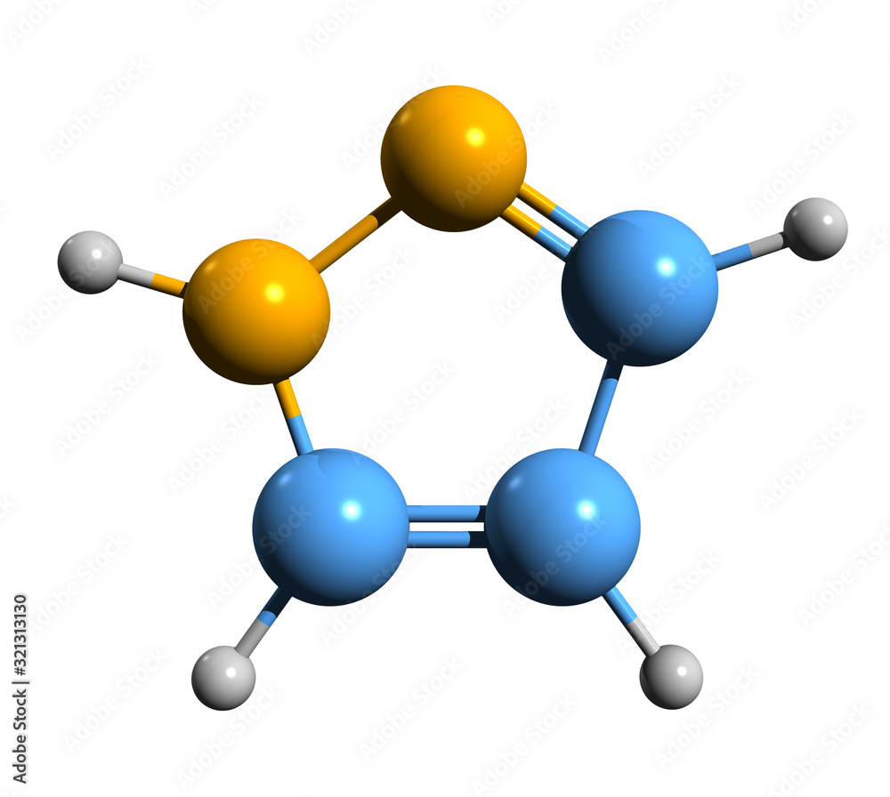 3D image of pyrazole skeletal formula - molecular chemical structure of ...