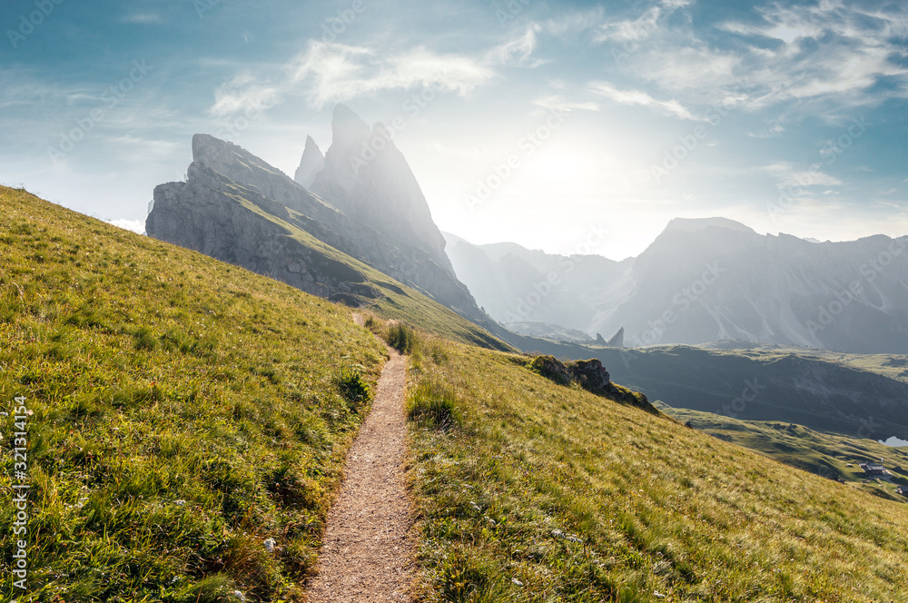 Beautiful alpine highlands in sunny morning. Awesome nature Landscape ...