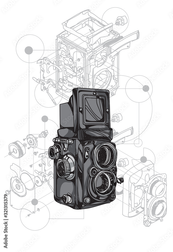 camera hand drawing and sketch black and white Stock Vector | Adobe Stock