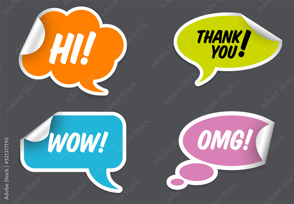 Bubbles Comic Stickers with Text Layout Stock Template | Adobe Stock