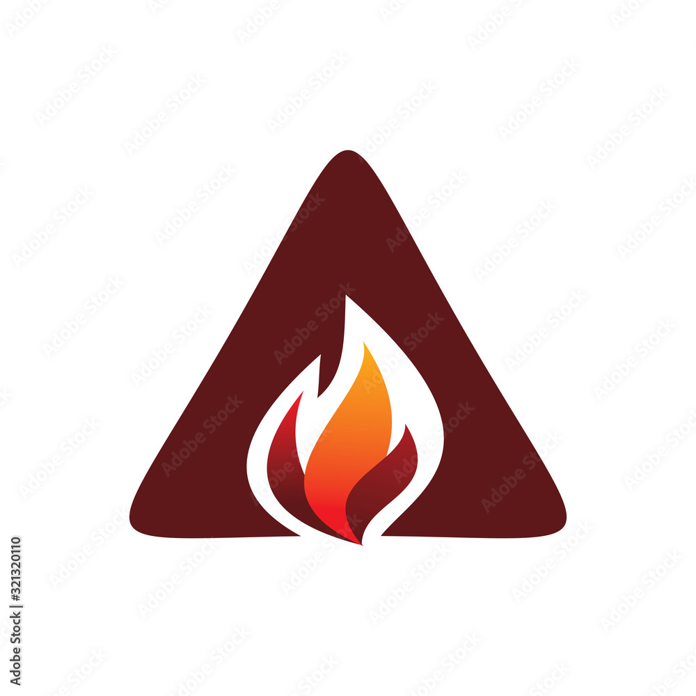 red triangle fire flame logo design Stock Vector | Adobe Stock