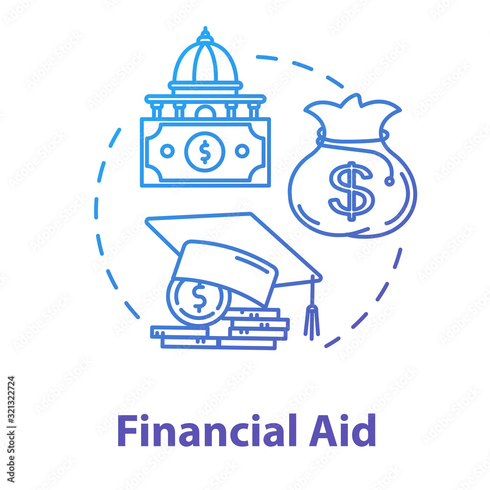Financial aid concept icon. Student support with money. Education cost ...