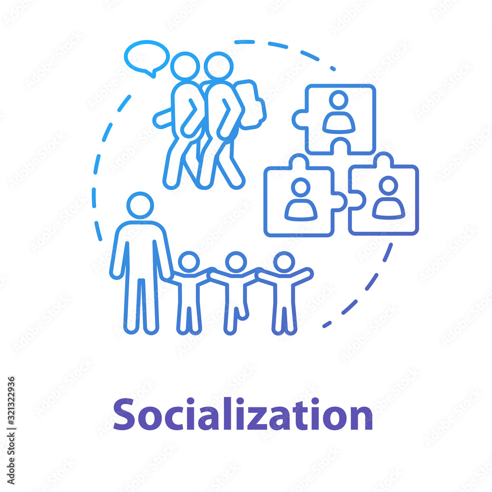Socialization concept icon. Diversity in school group. Inclusive ...