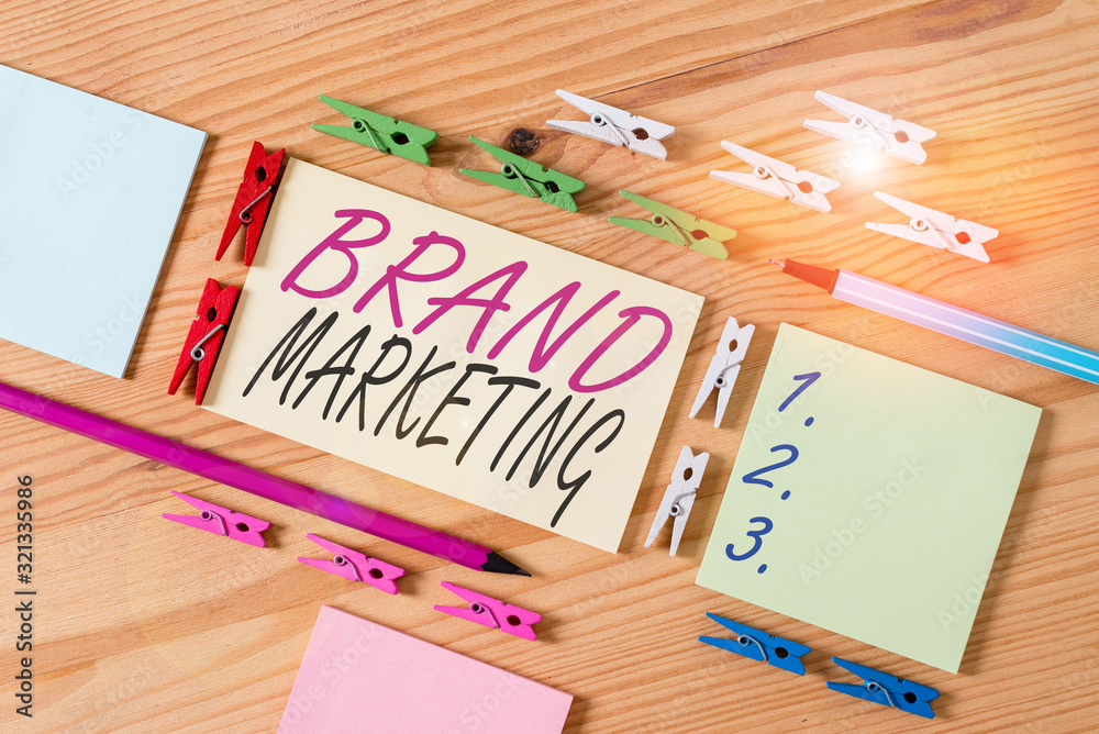 Word writing text Brand Marketing. Business photo showcasing creating a ...