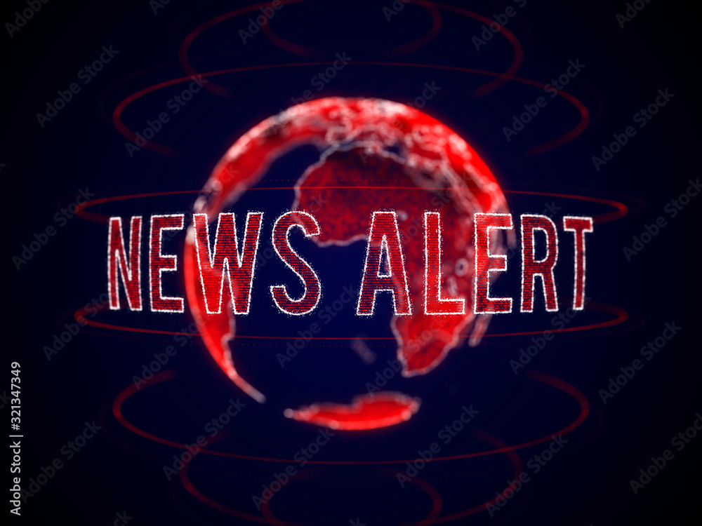 News Alert - futuristic illustration 3D rendered with focus depth of ...