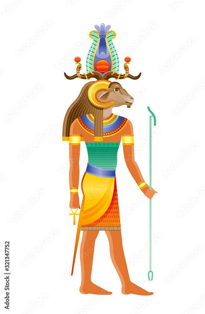 Khnum Egyptian god, deity of Nile source, god with ram, sheep head in ...