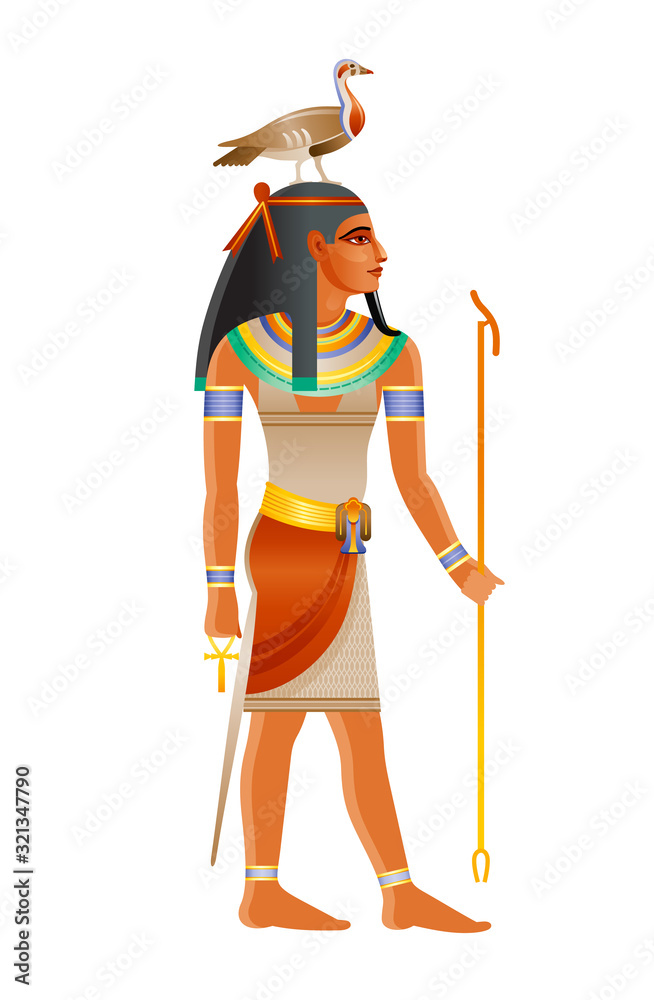 Vecteur Stock Ancient Egyptian god Geb. Deity of the Earth with goose ... Vecteur Stock Ancient Egyptian god Geb. Deity of the Earth with goose ...