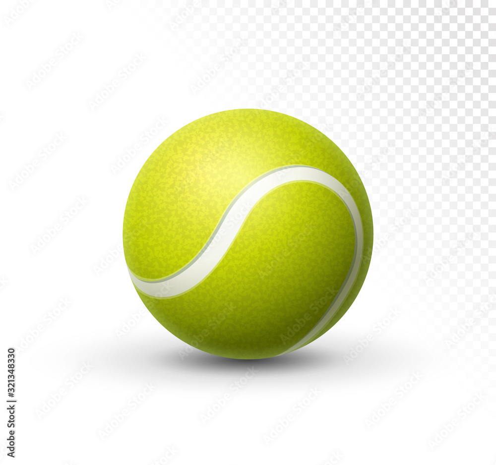 Vector tennis ball isolated on white. Green realistic tennis ball ...