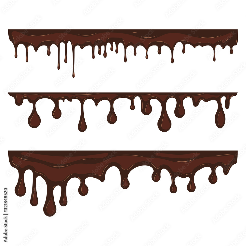 Chocolate dripping. Blot, Liquid stain, Current drops. Vector ...