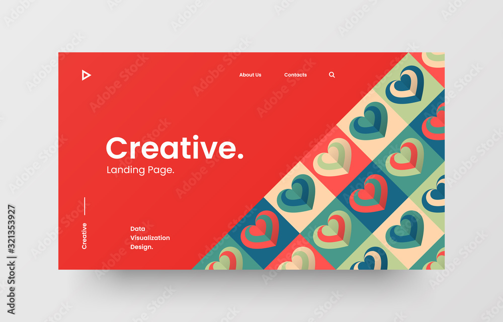 Valentine's day style сreative horizontal website screen part for ...