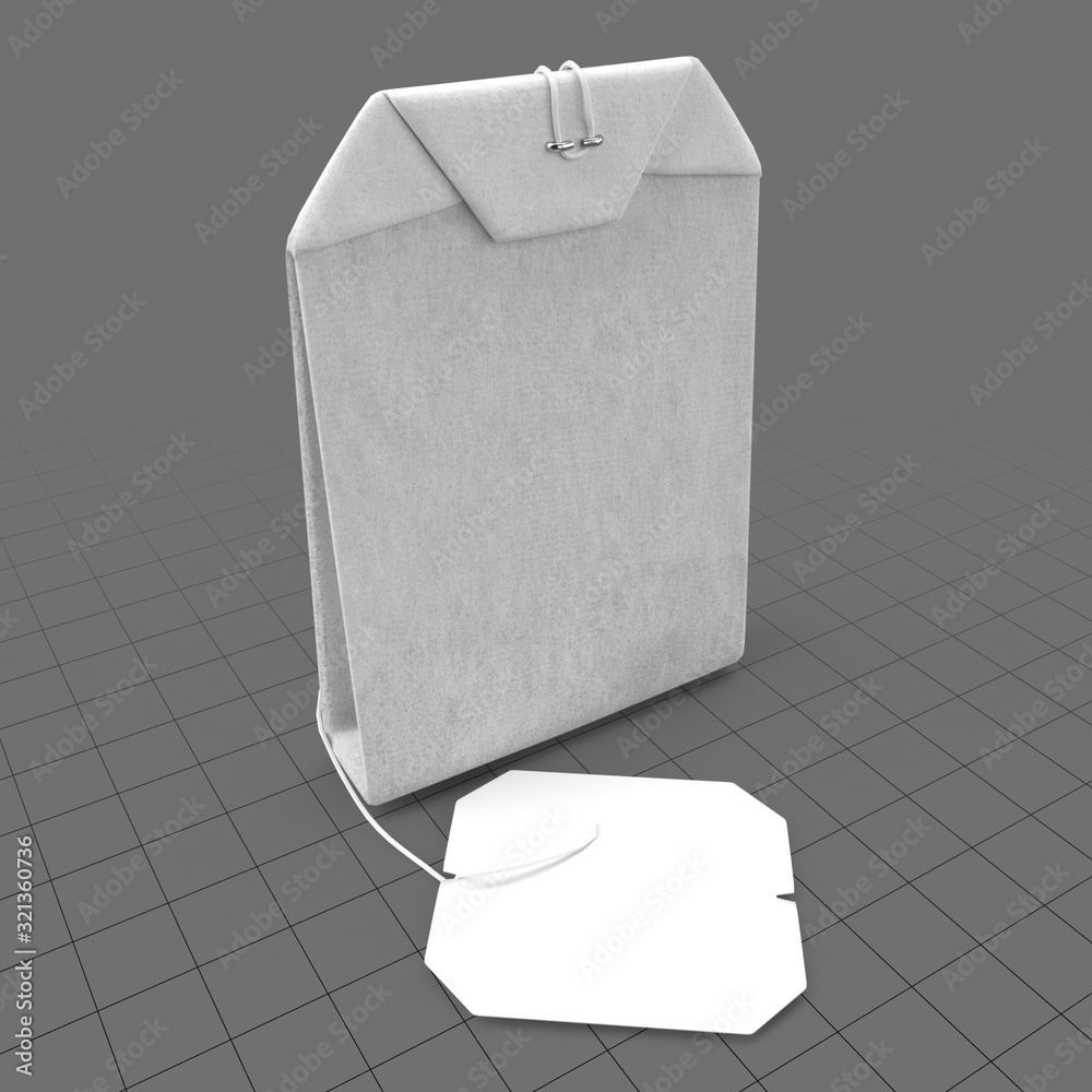 Tea bag with label 3 Stock 3D asset | Adobe Stock