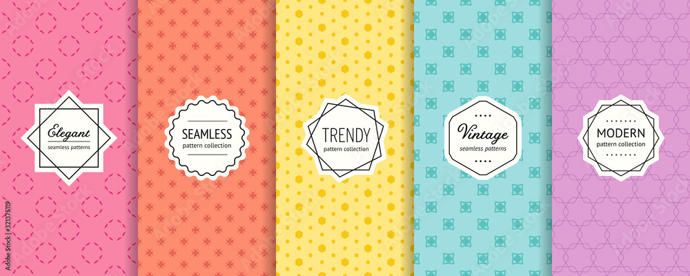 Minimalist vector geometric seamless pattern collection. Set of simple ...