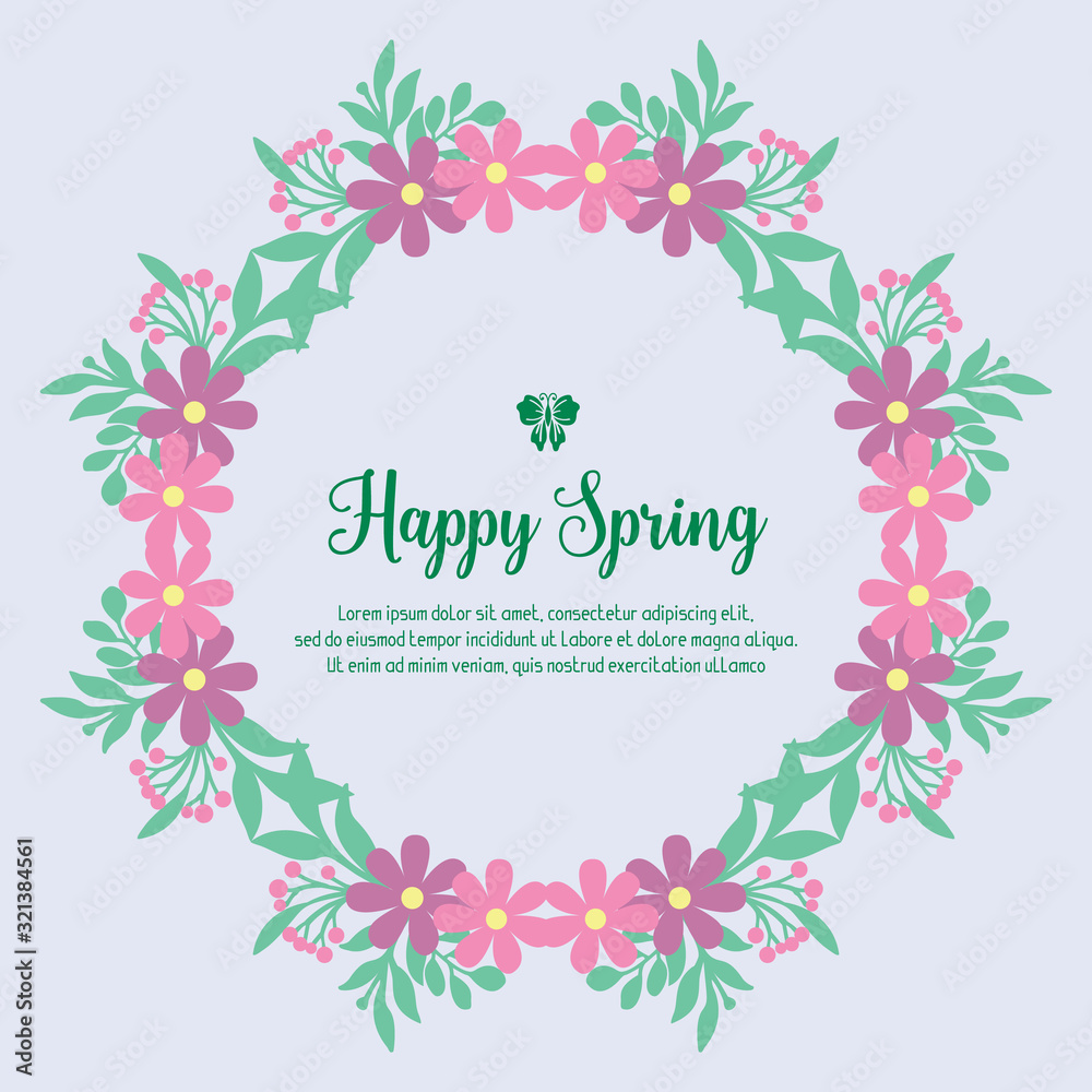 Happy spring invitation wallpaper card design, with seamless pattern of ...