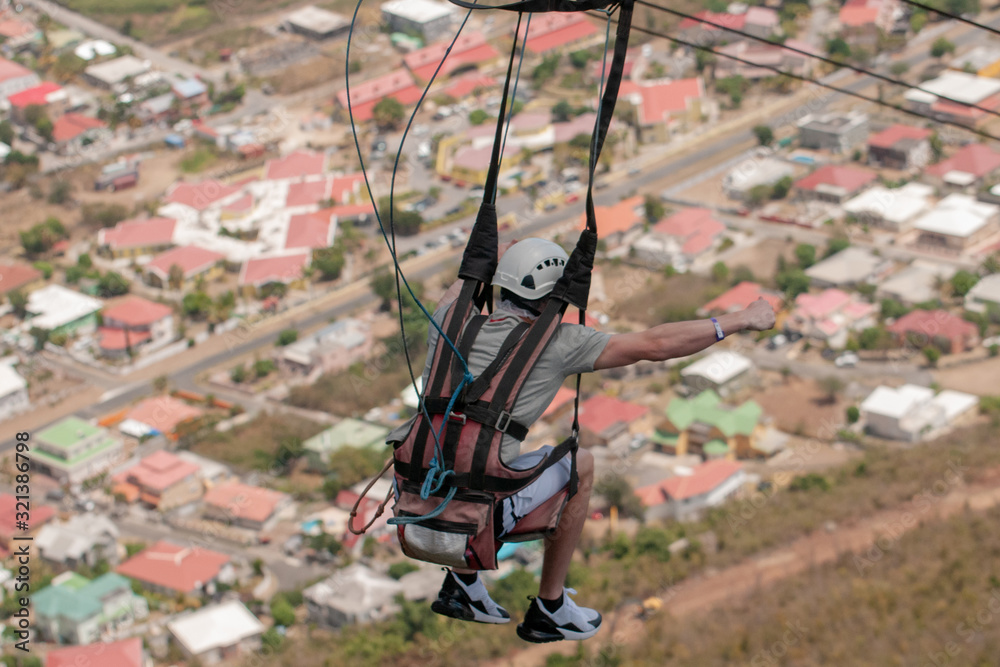 Zip line at the steepest biplane in the world on the island of Sin ...
