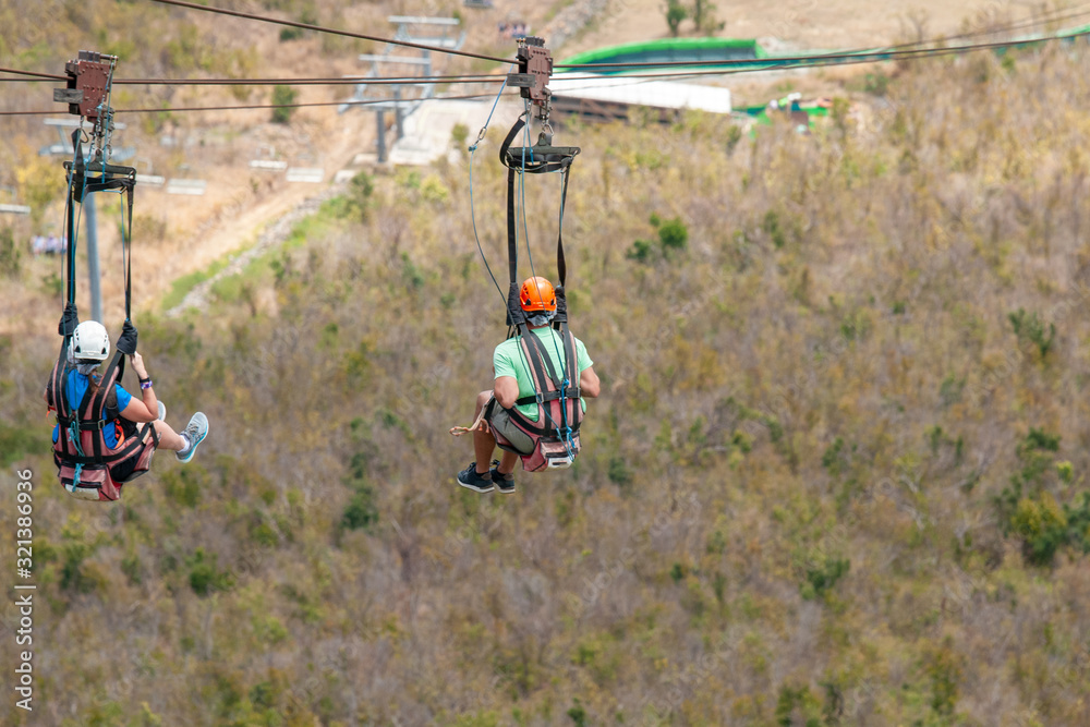 Zip line at the steepest biplane in the world on the island of Sin ...