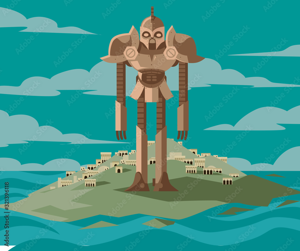 greek mythology talos giant bronze automate man Stock Vector | Adobe Stock