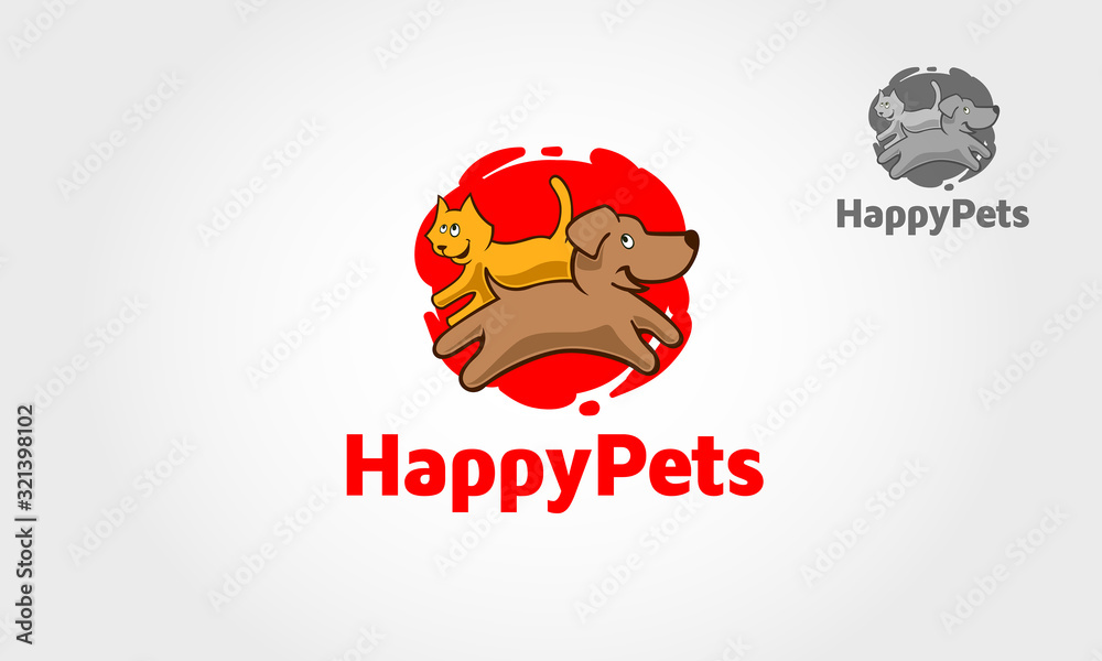 Happy Pets Vector Logo Cartoon Character. Logo illustration is a ...