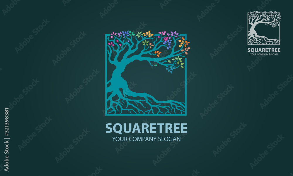 Square Tree Vector Logo Template. Logo template suitable for businesses ...