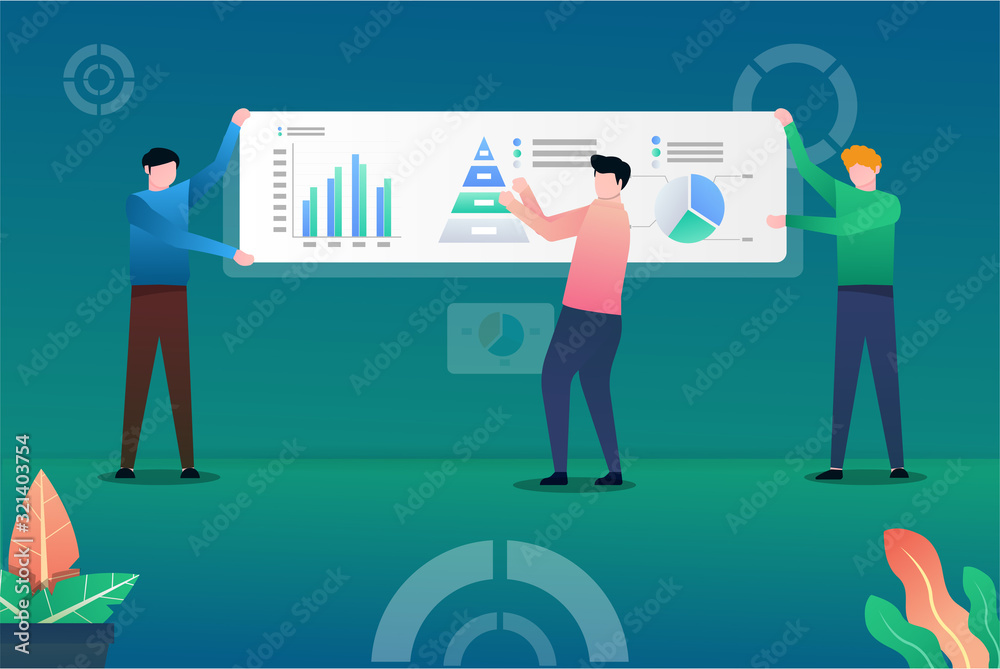 Data Analysis Concept. men In front of the big screen for data analysis ...