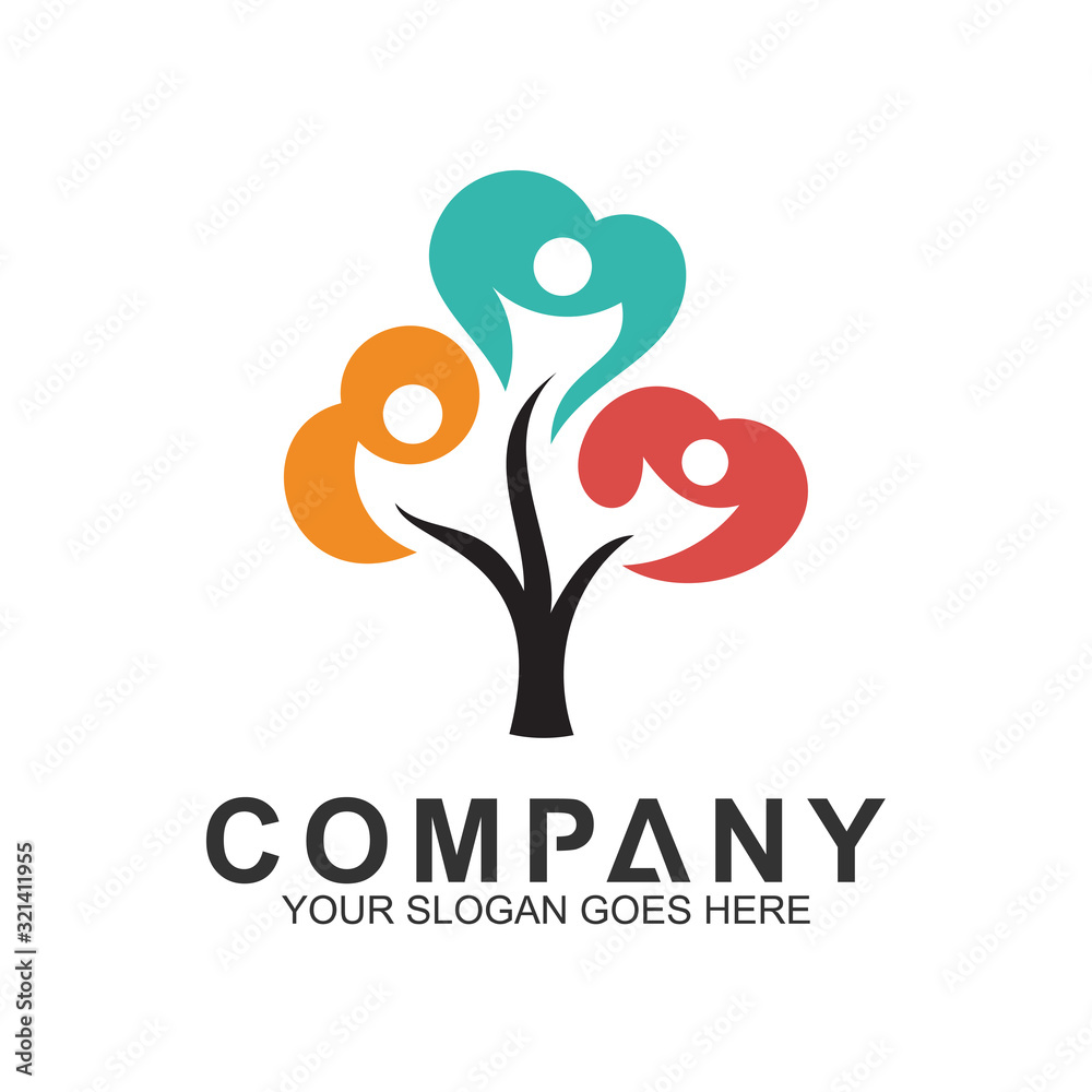 abstract kids logo design in tree shape Stock Vector | Adobe Stock