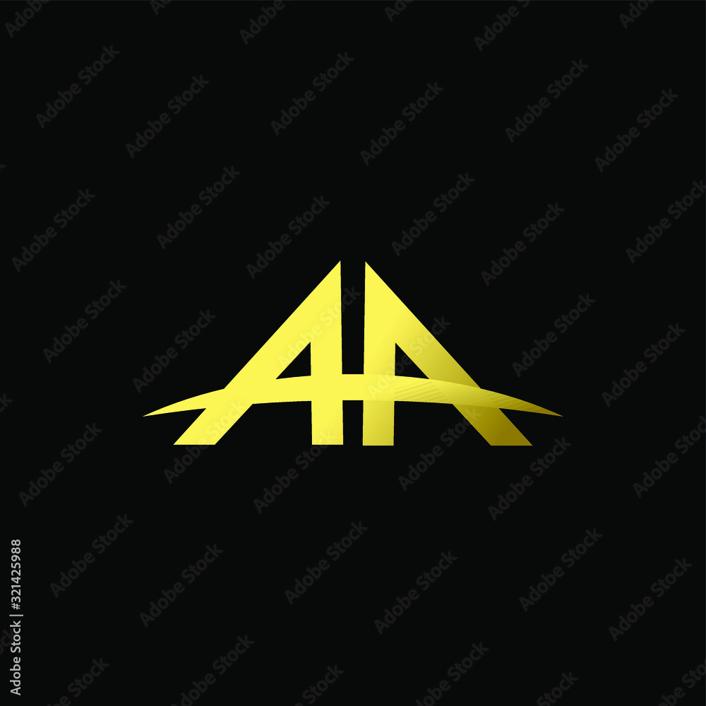 Gold AA simple letter luxury logo design with black background Stock ...