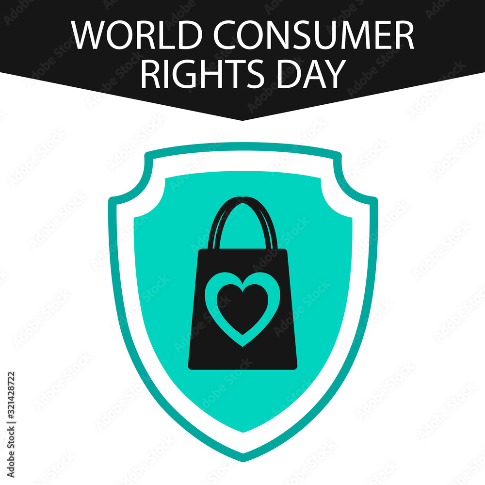 World consumer rights day. Icon of the shopping bag located on the ...
