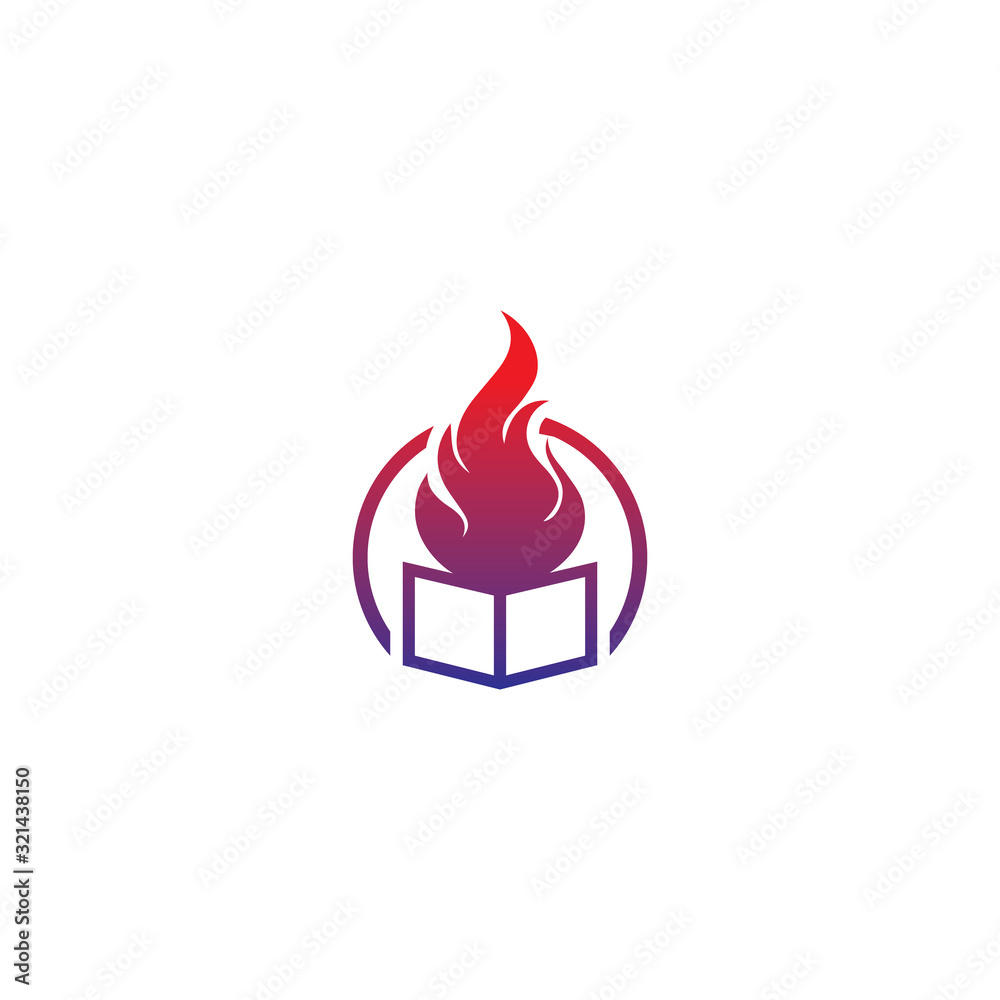 fire book logo illustration. book logo icon vector. fire logo. book ...