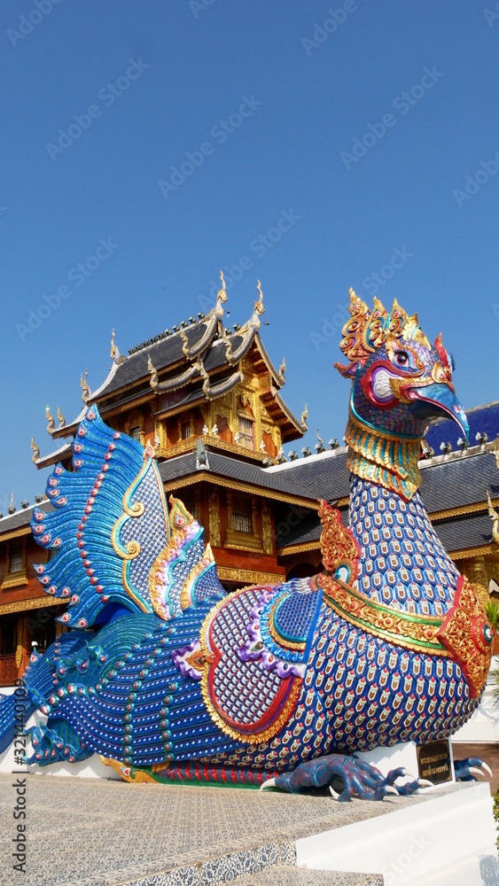 beautiful architecture and Himmapan creatures animal Statues in Wat ...