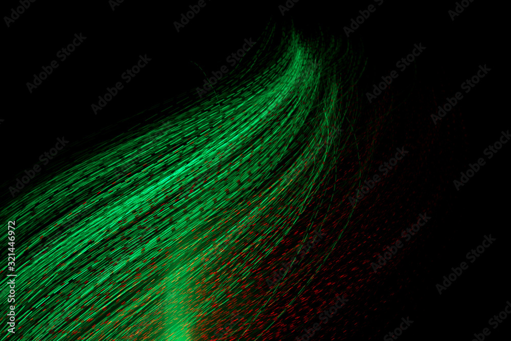 Green curved flowing lines on a black background Stock Photo | Adobe Stock