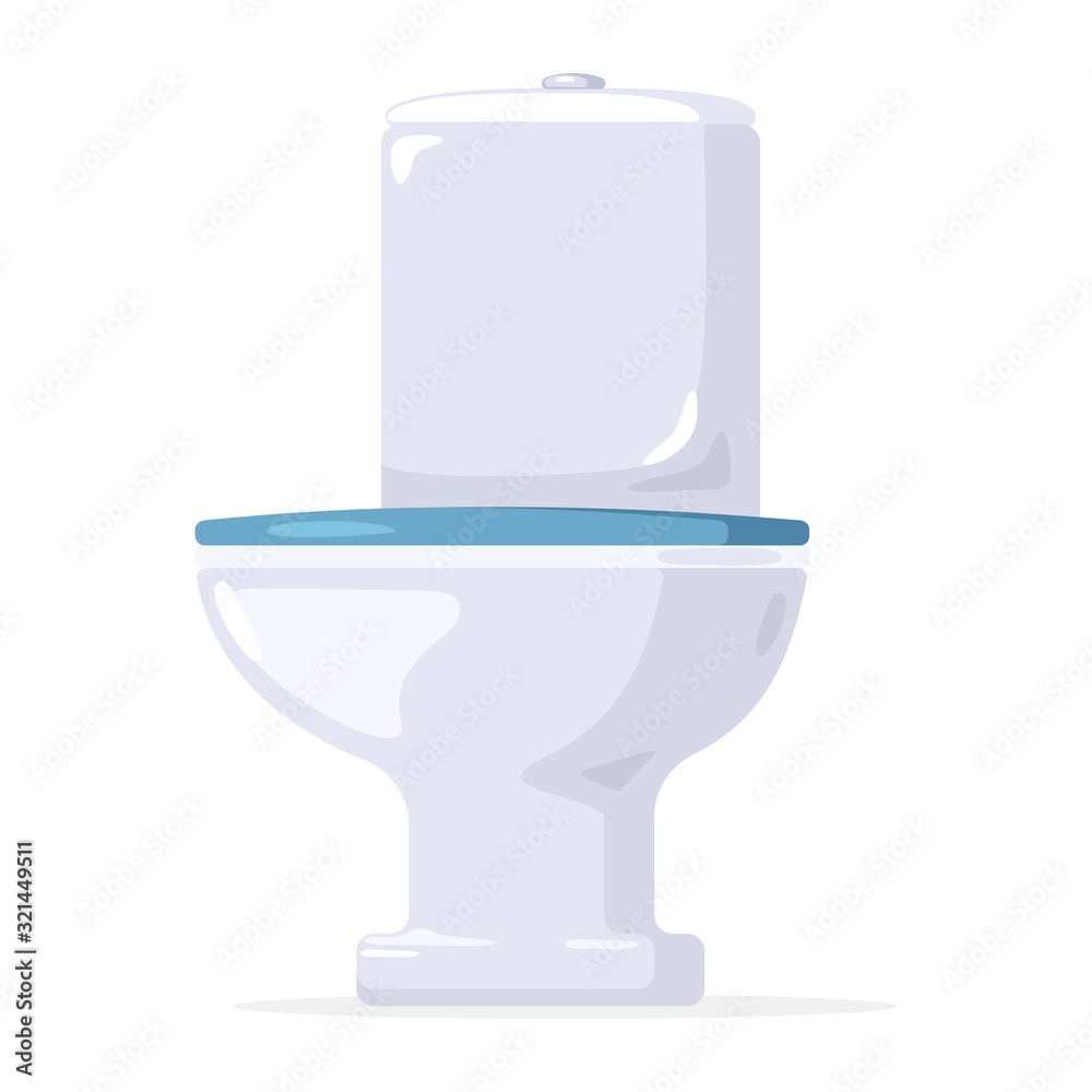 White ceramic shiny flush toilet bowl, WC pan, water-closet. Bathroom ...