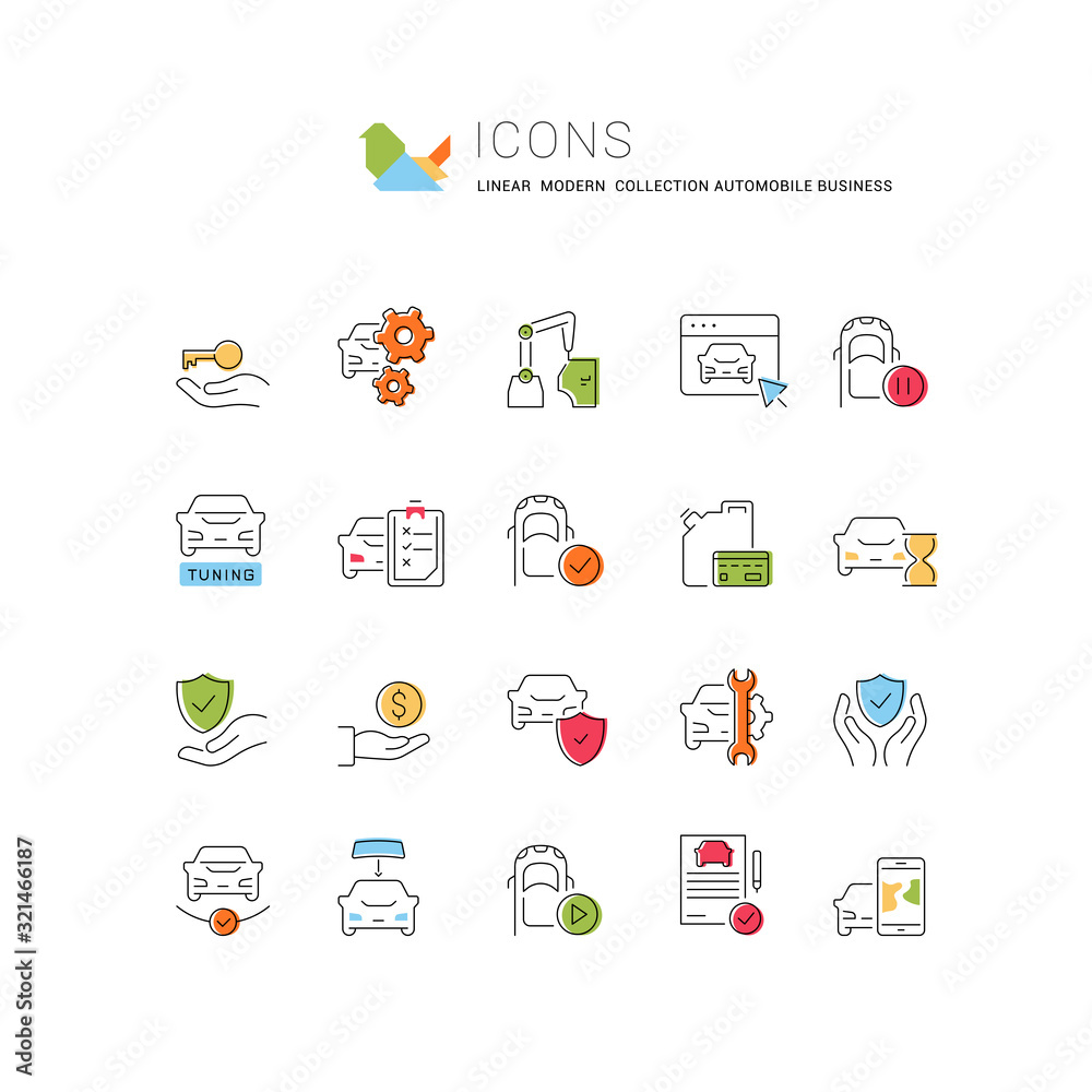 Set Vector Line Icons of Automobile Business Stock Vector | Adobe Stock