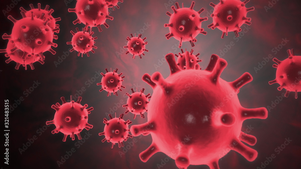 Pathogen of coronavirus 2019-nCov inside infected organism under ...