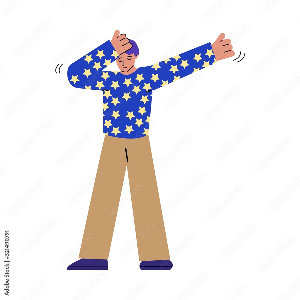 Dancing man or guy character, cartoon sketch vector illustration ...