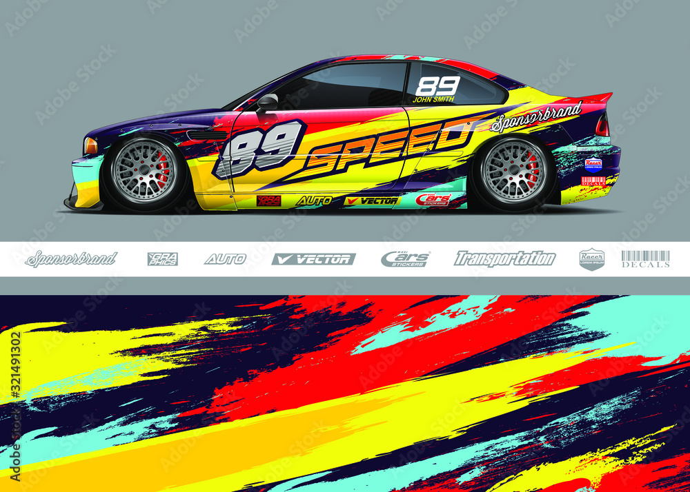 Race car livery design vector. Graphic abstract stripe racing ...
