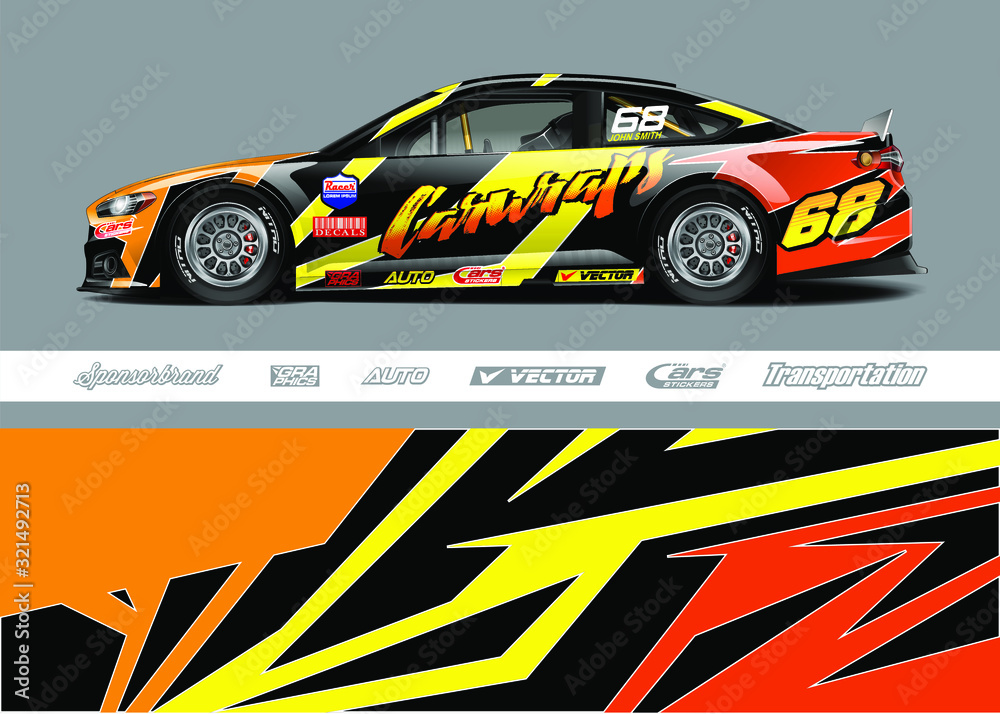 Race car livery design vector. Graphic abstract stripe racing ...