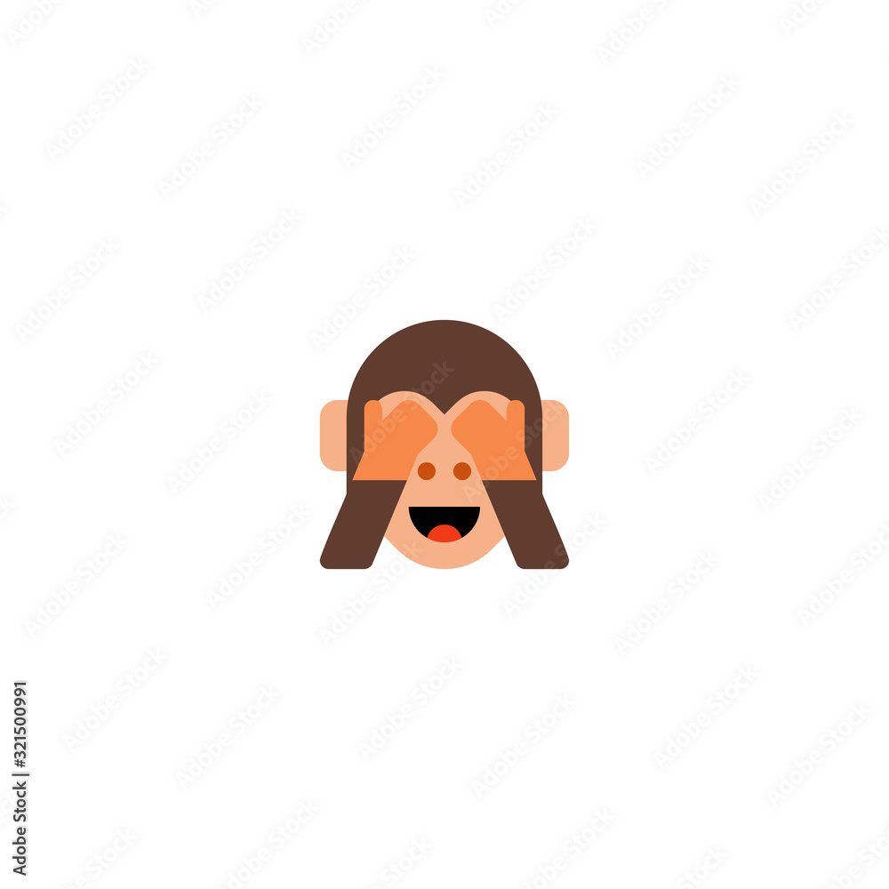 See no evil monkey vector flat icon. Isolated monkey face emoji ...