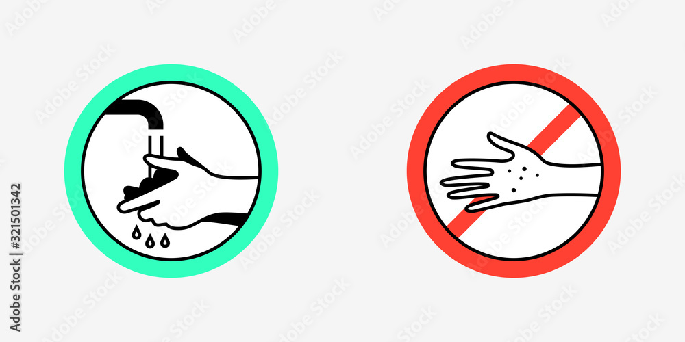 Sign warning to wash hands, dirty hands restriction / medicine, lab and ...